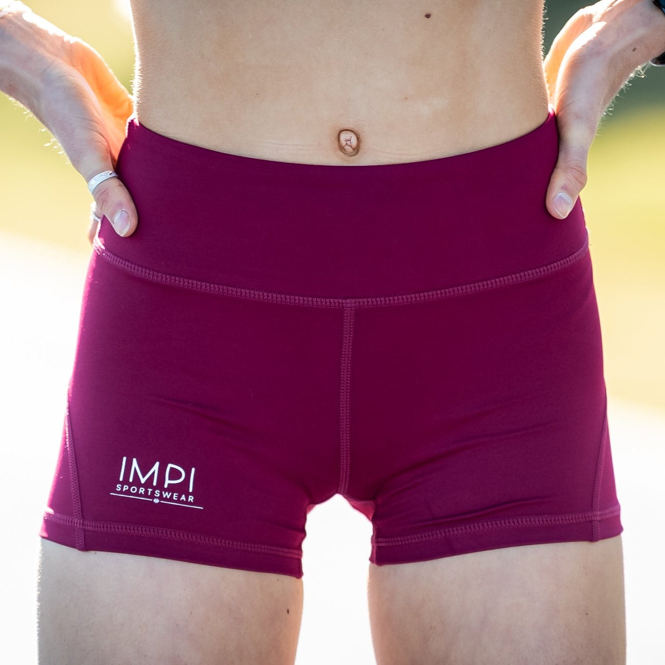 Girls Bike Shorts - High Waisted Running Shorts - Maroon - IMPI Sportswear