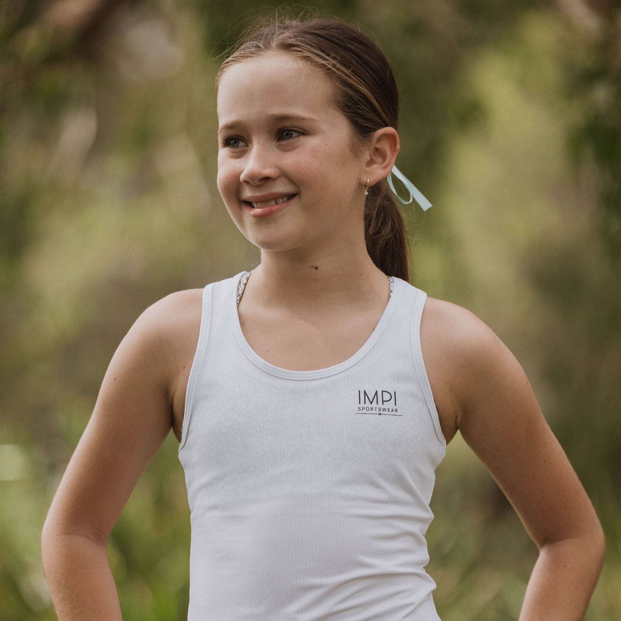 Girls Fitted Running Singlet - White - IMPI Sportswear